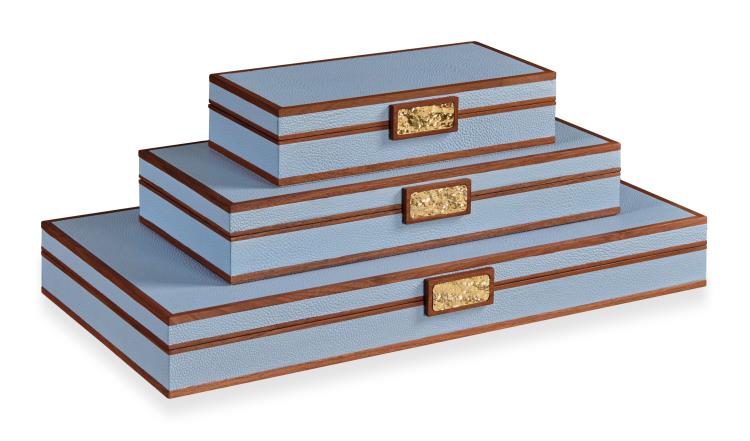 Maitland Smith Light Blue Stacking Boxes – Grayson Living
