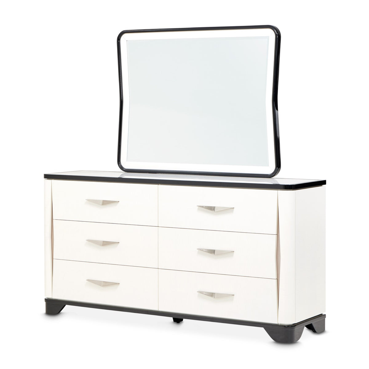 Michael Amini Tuxedo Dresser & Mirror - Piano Keyboard — Grayson Living