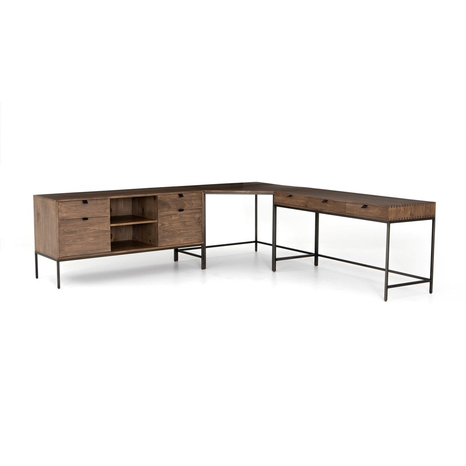 Four Hands Trey L-Shaped Desk System With Filing Credenza – Grayson Living
